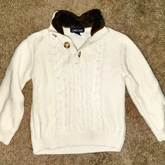 Cherokee | Shirts & Tops | Chunky Knit Sweater With Faux Fur Trim In ...